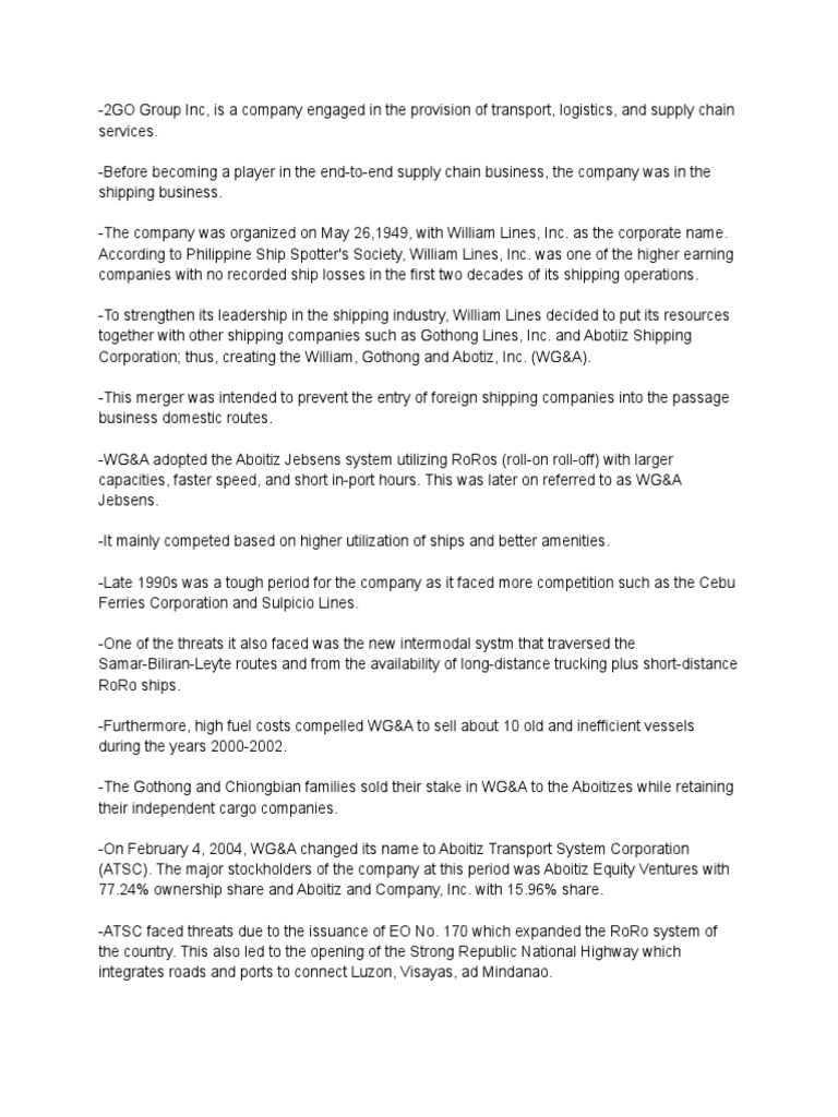 The Transformation of 2GO Group, Inc.: From a Shipping Company to an ...