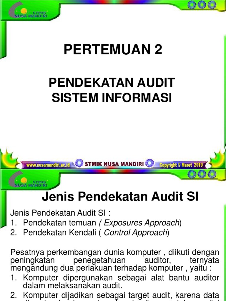 Pertemuan 2: Pendekatan Audit Sistem Informasi | PDF | Pengelolaan ...