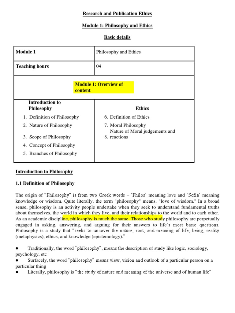 RPE Notes Module 1 | Download Free PDF | Epistemology | Morality