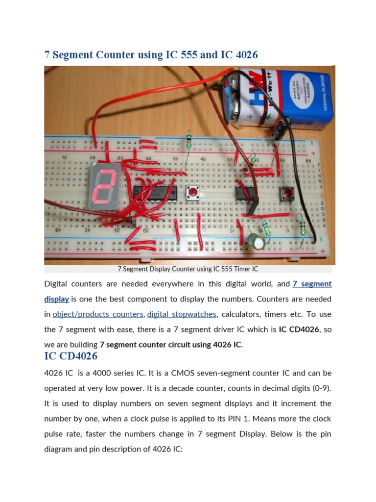 7 Segment Counter Using IC 555 and IC 4026 | PDF | Electronic Circuits ...
