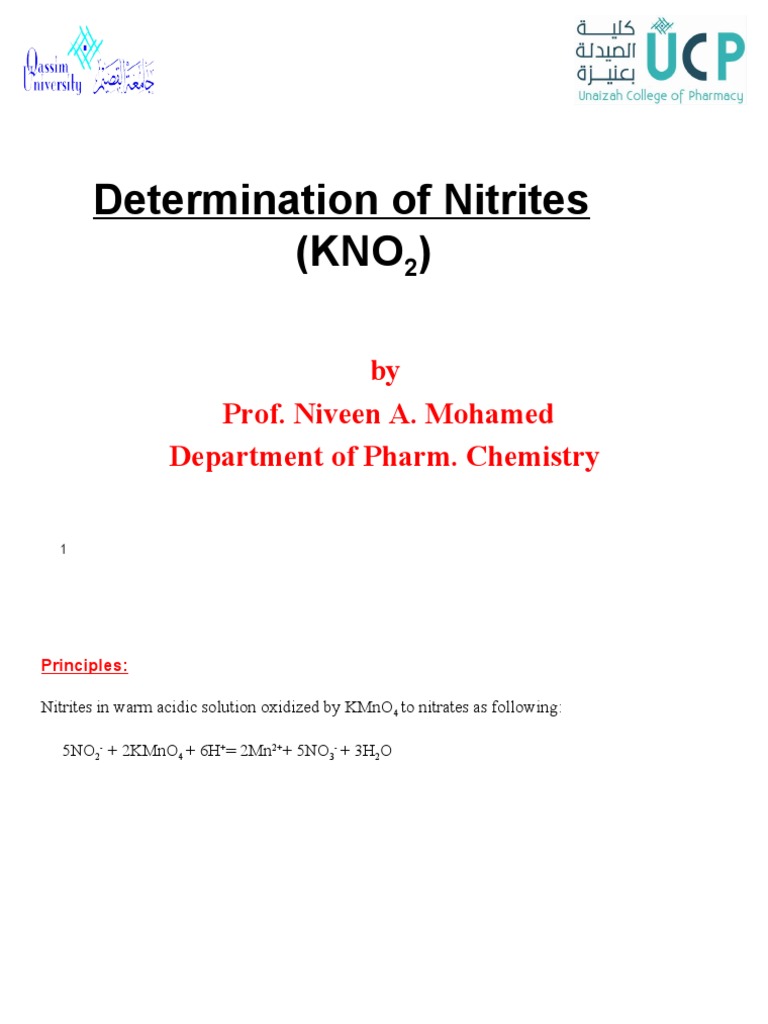 Lab 11 Determination Of Sod Nitrite Pdf