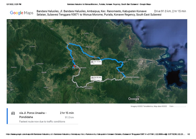 Bandara Haluoleo To Wonua Morome, Puriala, Konawe Regency, South East ...