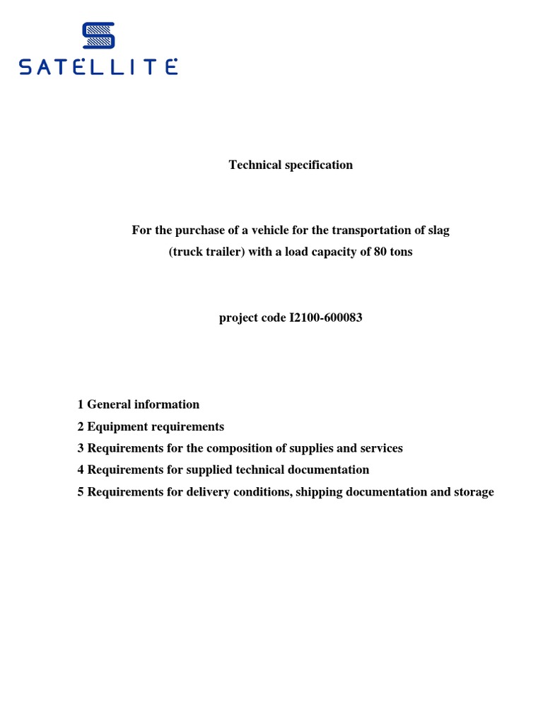 Technical Specification | PDF | Occupational Safety And Health | Transport