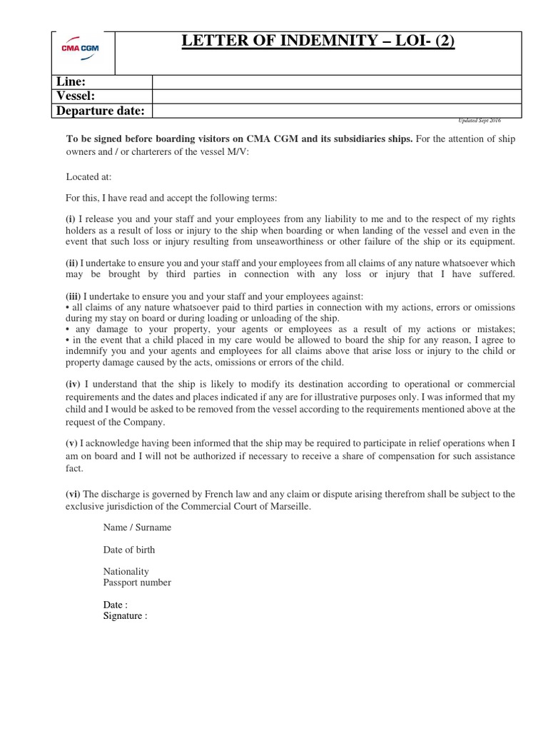 Letter of Indemnity en | Download Free PDF | Indemnity | Government