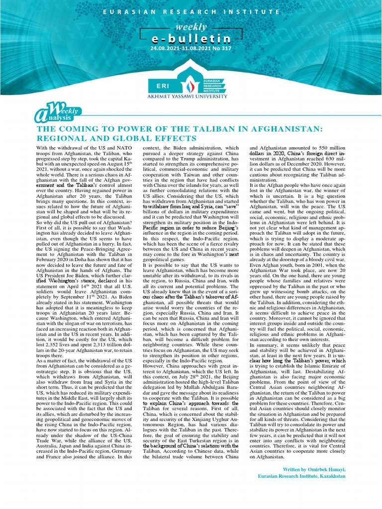 Central Asia's Afghan Dilemma | PDF | Afghanistan | Taliban