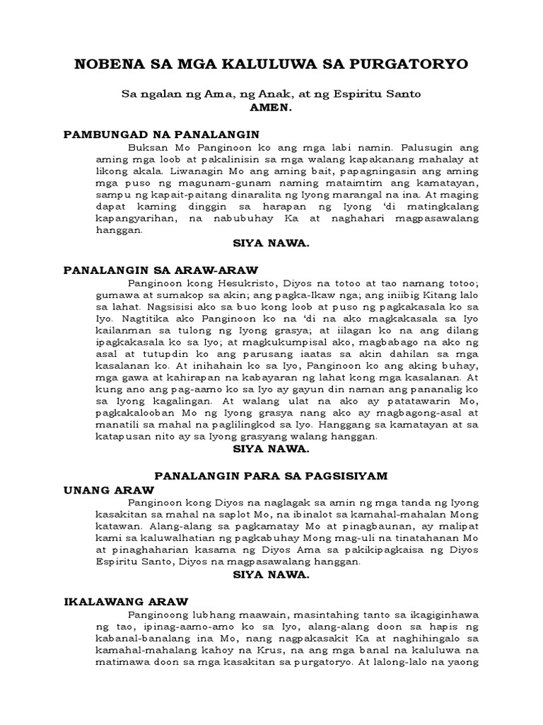Nobena Sa Mga Kaluluwa Sa Purgatoryo | PDF