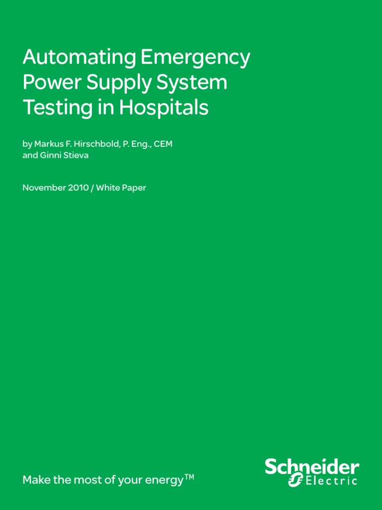 Automating Emergency Power Supply System Testing in Hospitals WXXXXXXX ...