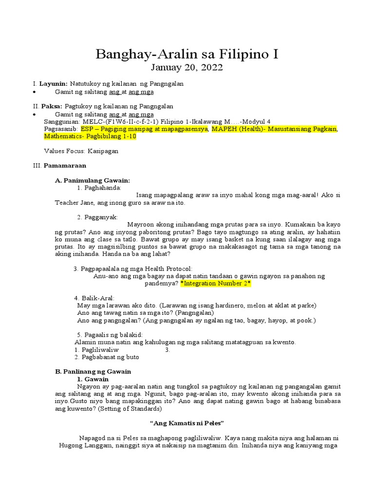 Lesson-Plan-Filipino-Cot-1 FINAL | PDF