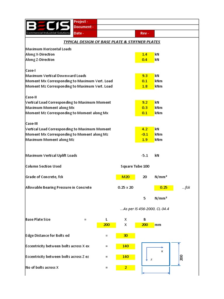 Base Plate Calculation | Download Free PDF | Stress (Mechanics ...