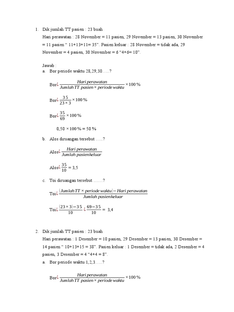 Perhitungan Bor, Alos, Toi | PDF