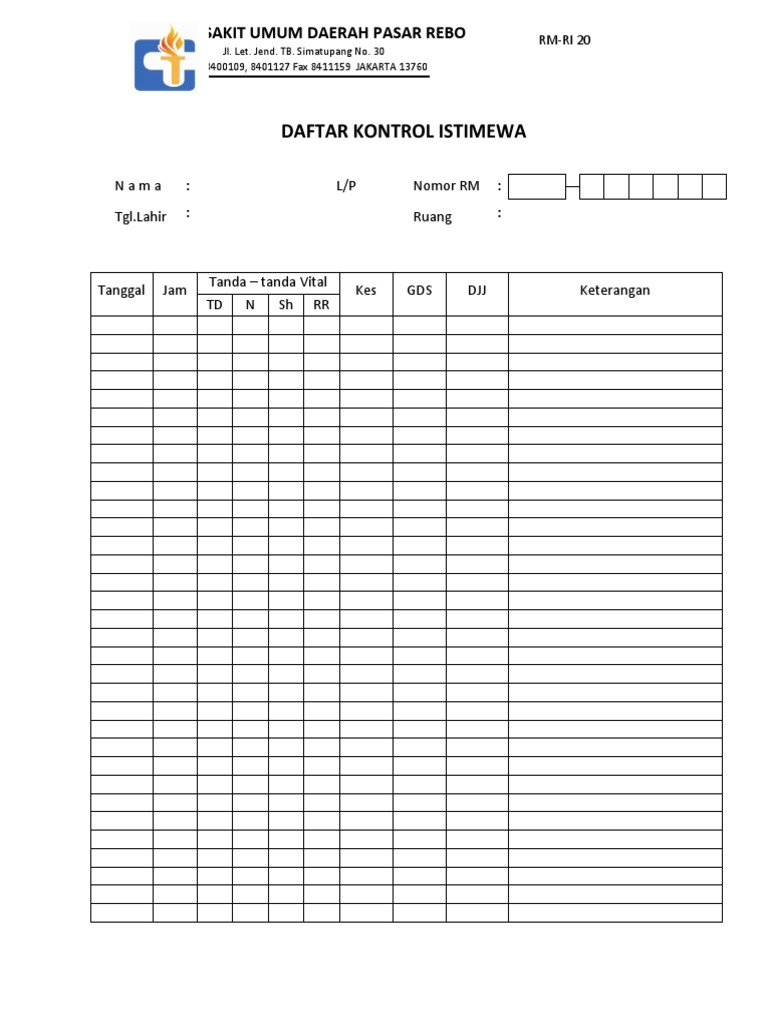 Form Daftar Kontrol Istimewa (RSPR) | PDF