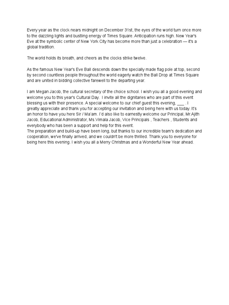 Cultural Day - Speech | PDF