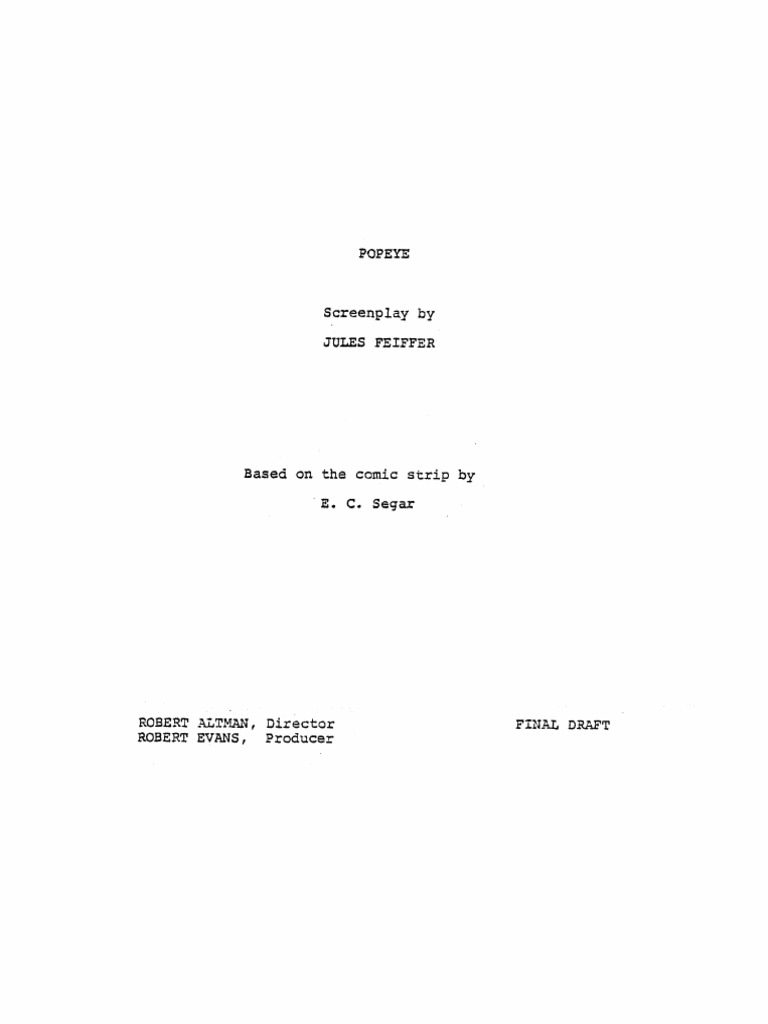 Popeye 1980 Script | PDF