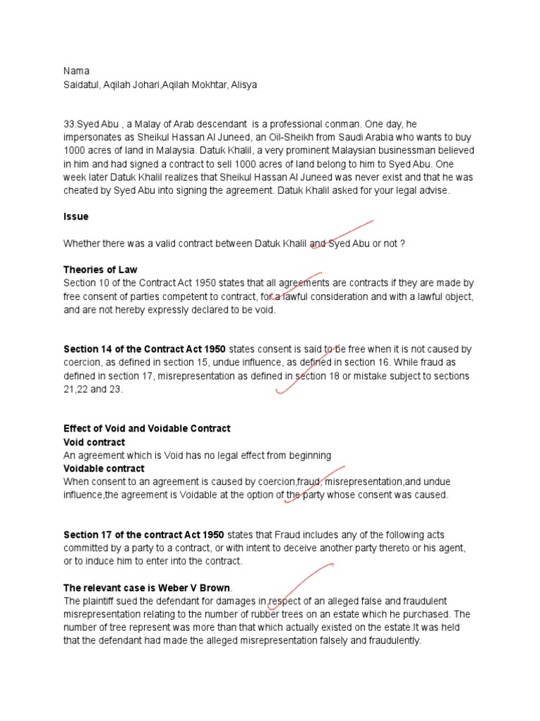 Tutorial | PDF | Misrepresentation | Legal Concepts