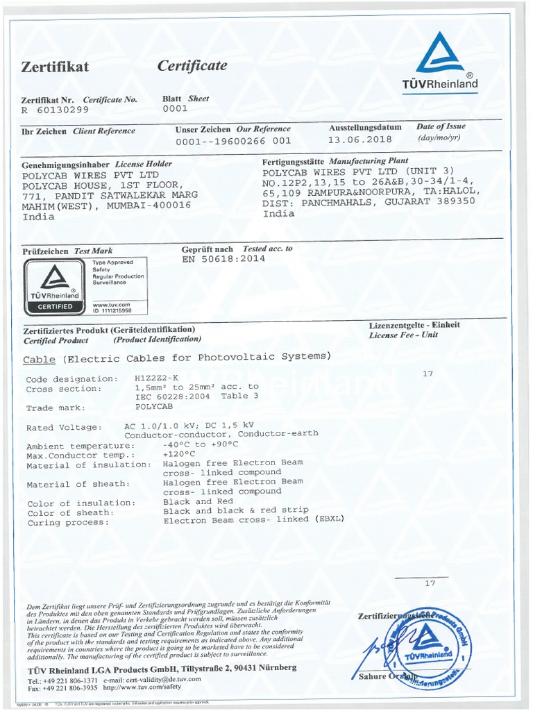 TUV Certificate-EN-50618 | PDF