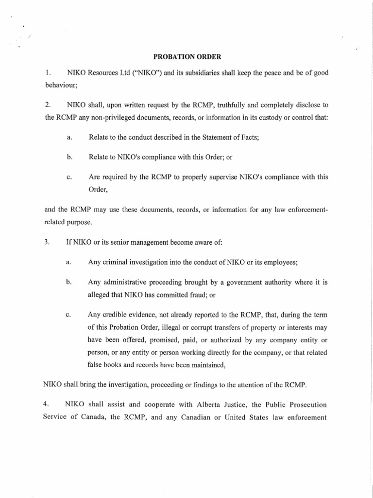 Niko Resorces Probation Order | PDF