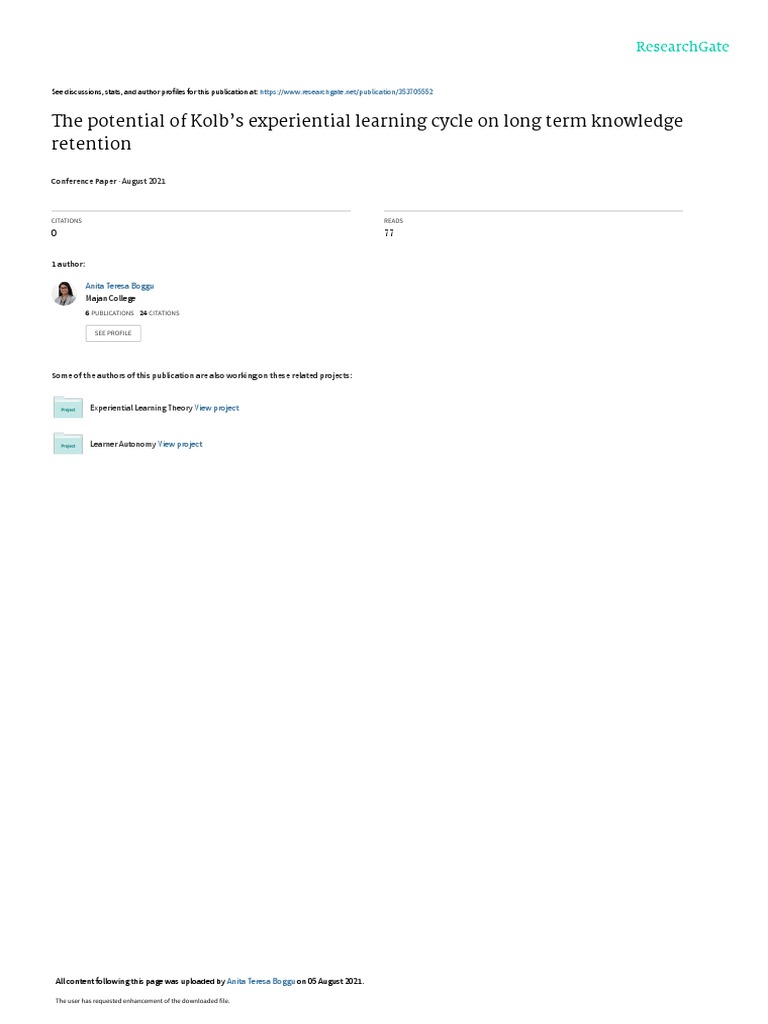 The Potential of Kolb's Experiential Learning Cycle On Long Term Knowledge Retention | PDF ...