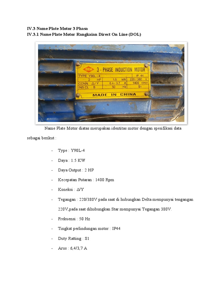 Spesifikasi dan Pengukuran Motor 3 Phasa | PDF