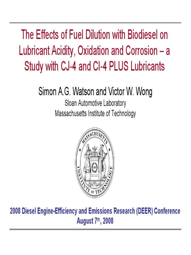 The Effects of Fuel Dilution With Biodiesel On Lubricant Acidity ...