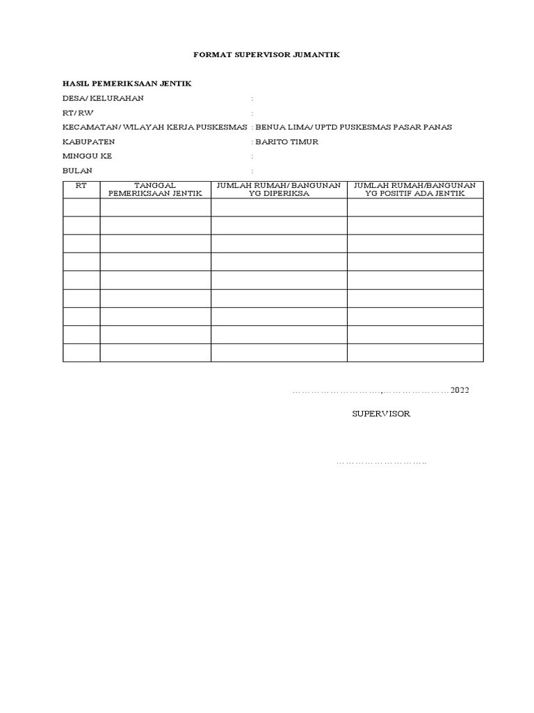 Format Supervisor Jumantik | PDF