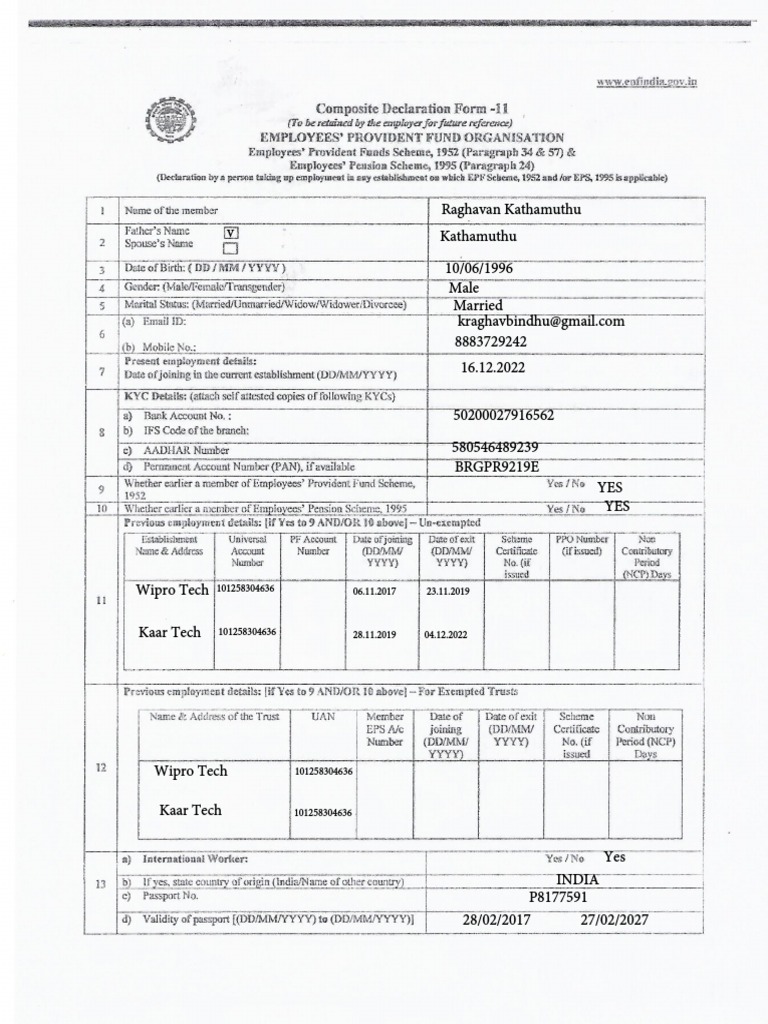 Form 11 Epfo Pdf