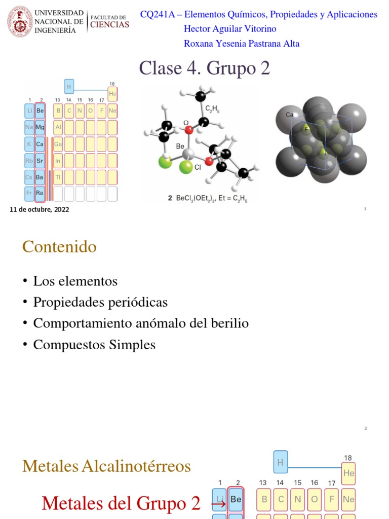 Semana 4. Metales Alcalinostërreos | PDF | Carbonato | Enlace químico