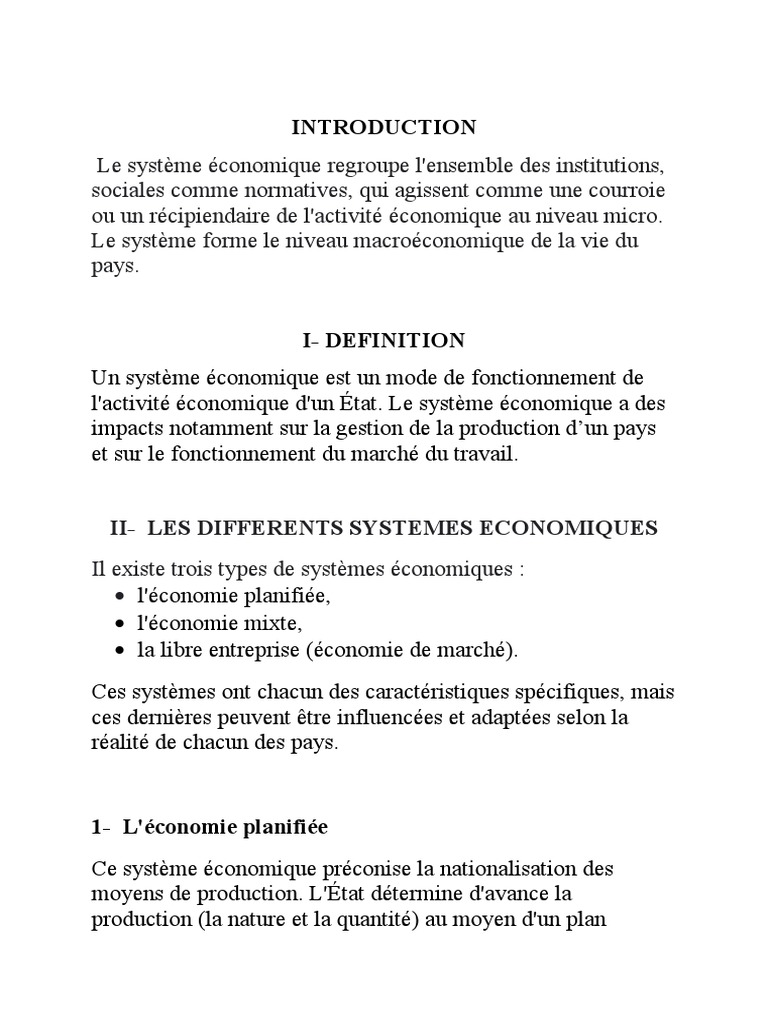 Types de Systèmes Économiques | PDF | Économie | Business