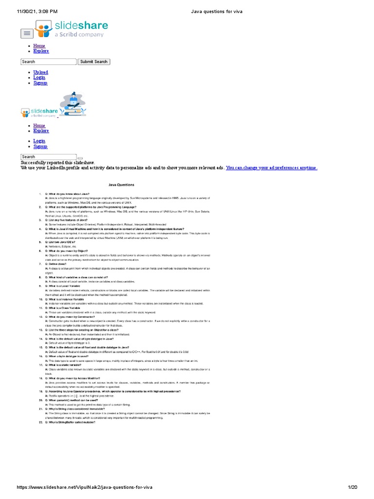 Java Questions For Viva3 Pdf Method Computer Programming Class Computer Programming