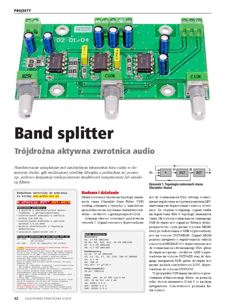 AVT-5679 - Trójdrożna Aktywna Zwrotnica Audio VSF | PDF