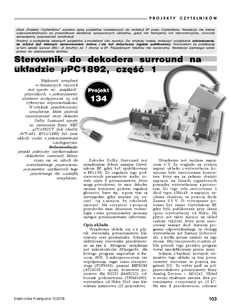 E.P.10-2005 - Sterownik Dekodera Surround | PDF