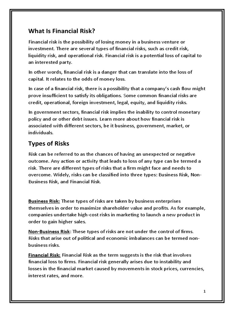 What Is Financial Risk | PDF | Financial Risk | Risk