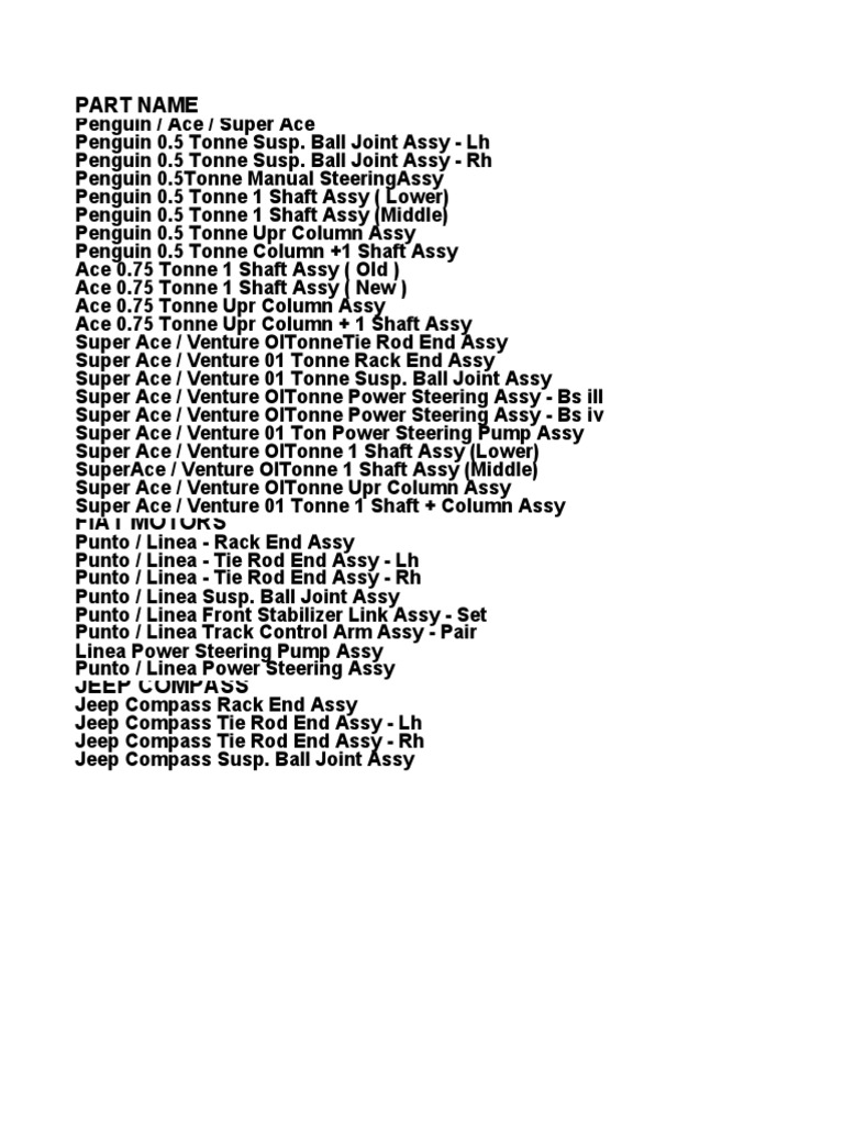 Auto Parts Price List and Catalogue | PDF | Car | Luxury Motor Vehicle ...