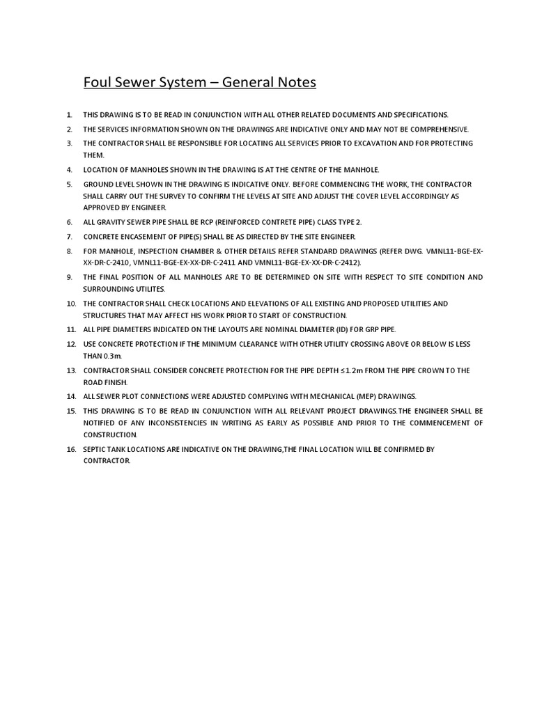 Foul Sewer System Guidelines | PDF