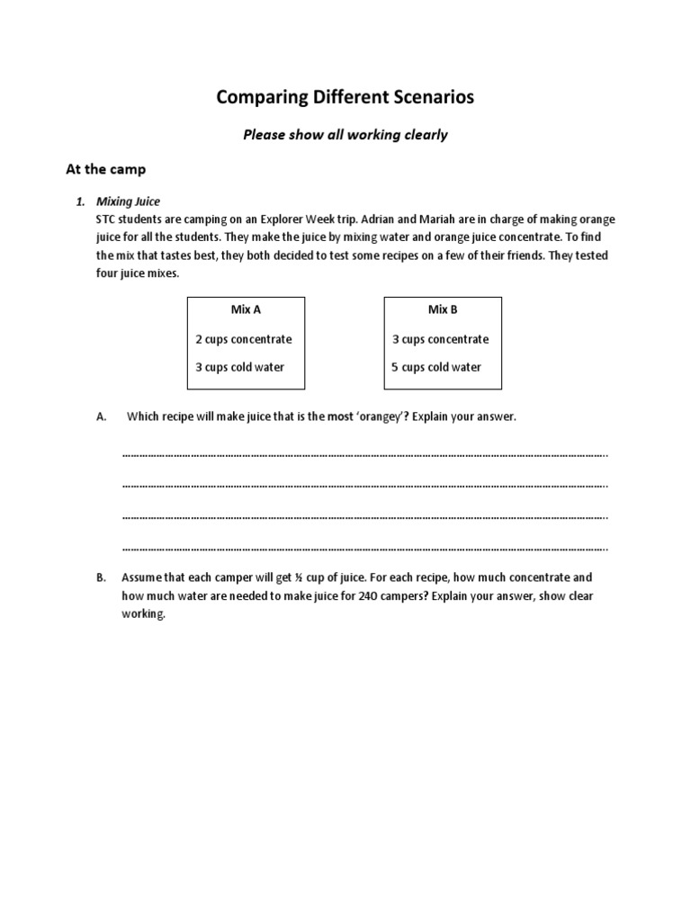 Comparing Different Scenarios (Ratios) | PDF | Cooking | Cuisine