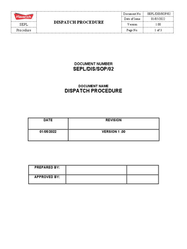 SEPL 2022 02 - Dispatch Procedure | Download Free PDF | Logistics ...