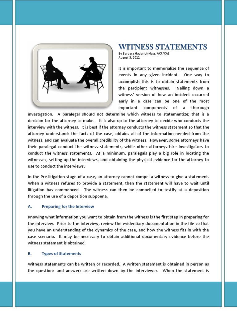 Witness Statements | PDF | Witness | Question