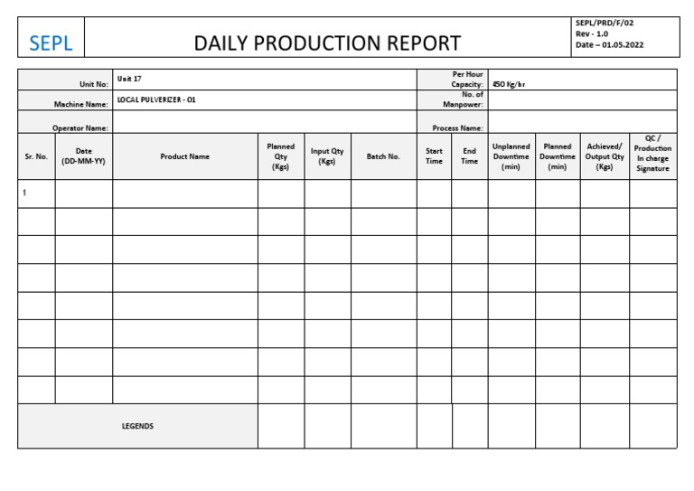 Daily Packing Production Report | PDF