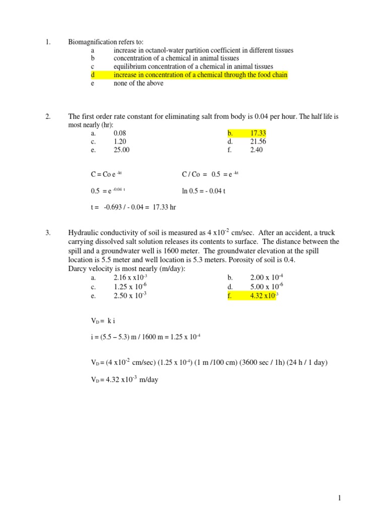 Exam 1 Solution-Shared | PDF | Toxicity | Superfund