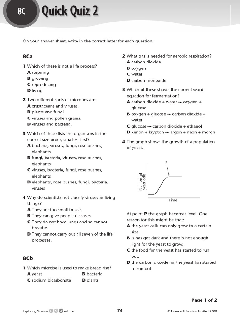 Microbe Revision Quiz Year 8 | PDF | Yeast | Bacteria