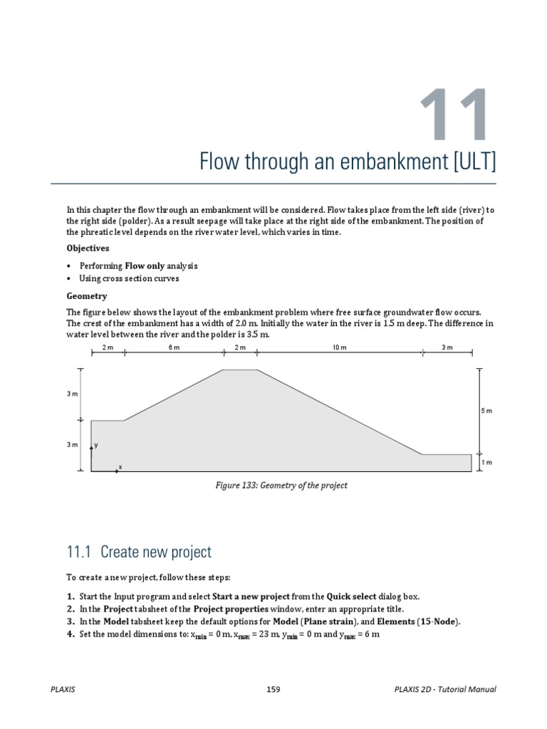 PLAXIS 2D CEV22 Tutorial 11 Flow Through An Embankment (ULT) | PDF ...