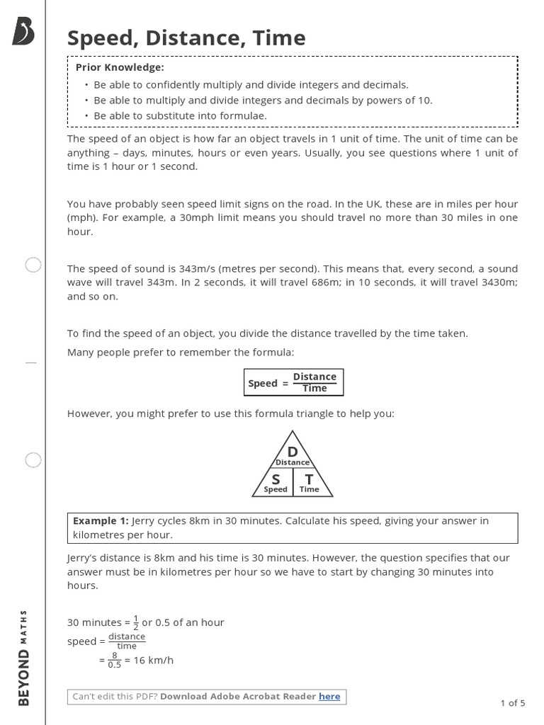 Speed, Distance, Time Walkthrough Worksheet (Interactive) | PDF | Speed ...