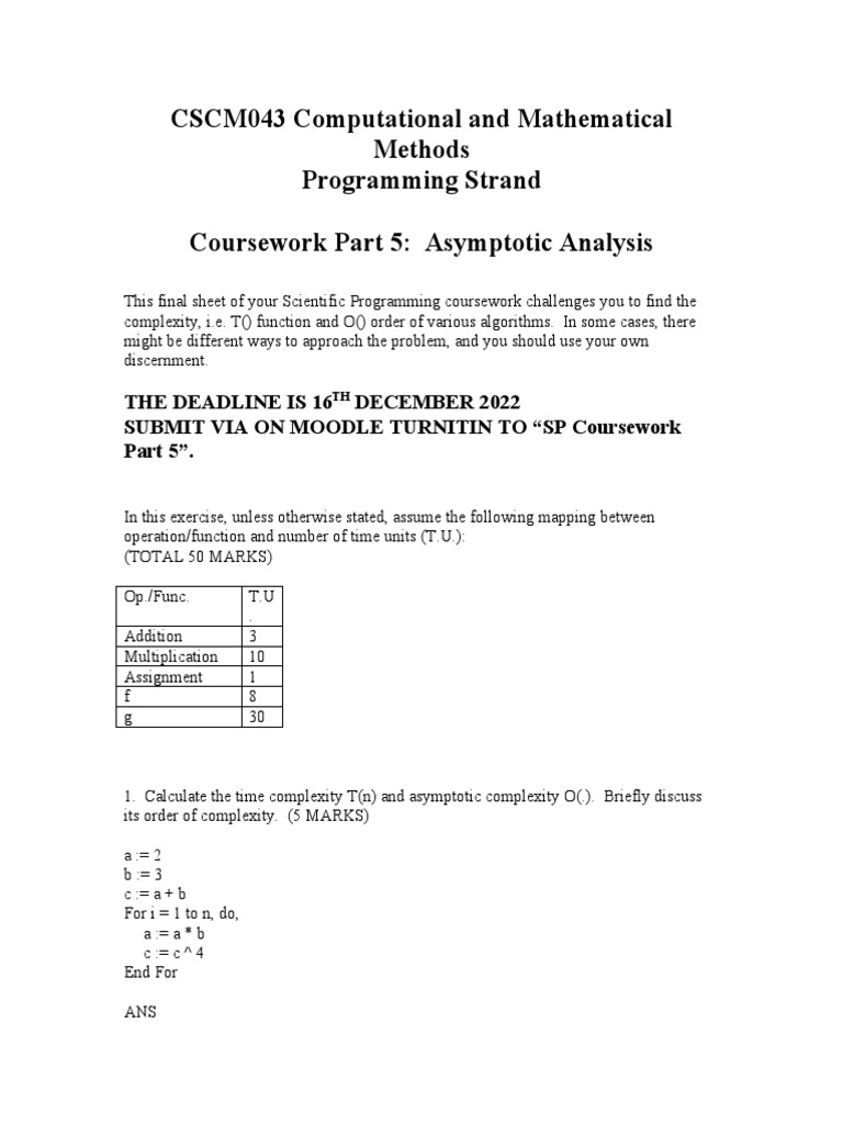 Asymptotic Analysis Coursework | PDF | Mathematics | Computer Programming