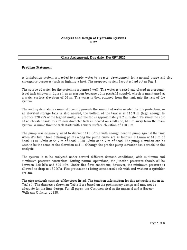 Project CVEN 340 2022 | PDF | Fire Sprinkler System | Water