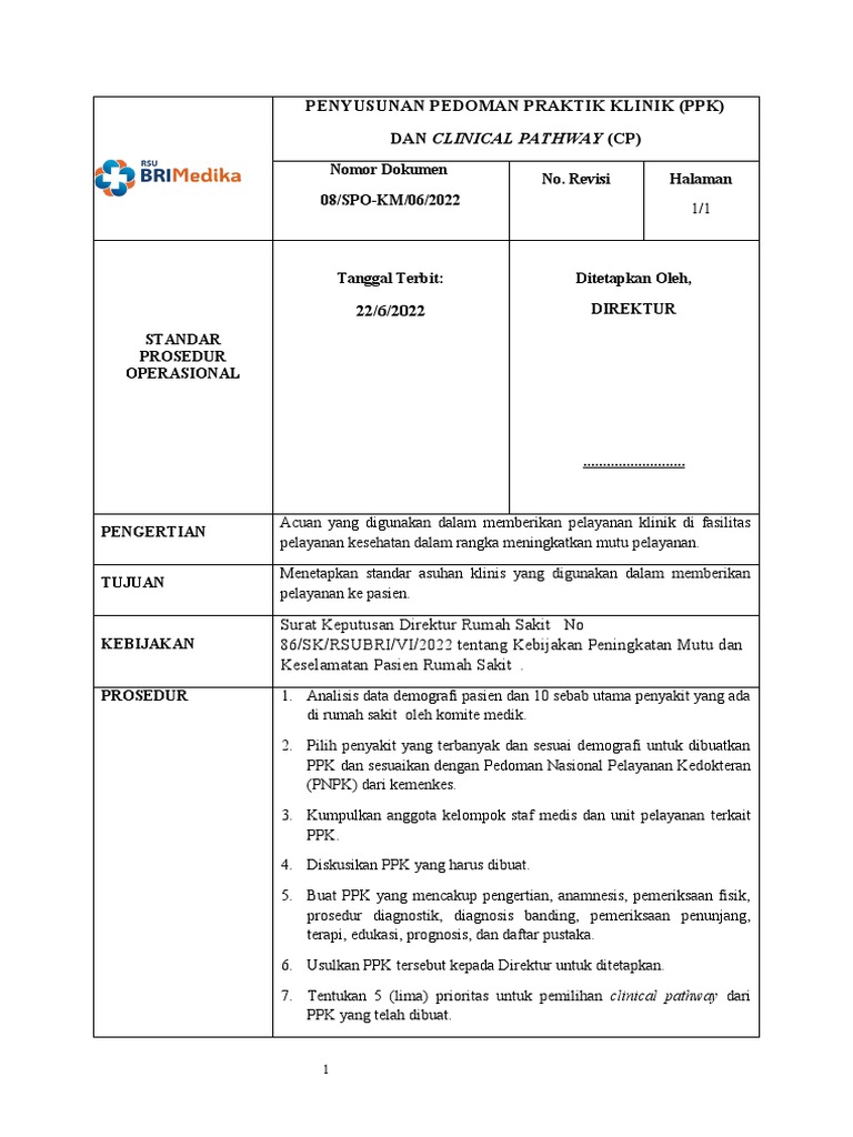 Panduan PPK dan Clinical Pathway | PDF
