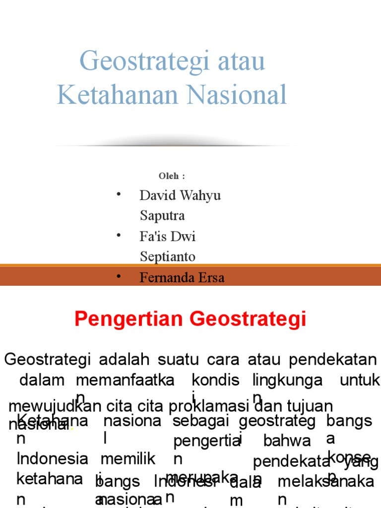 Pengertian Geostrategi dan Ketahanan Nasional | PDF