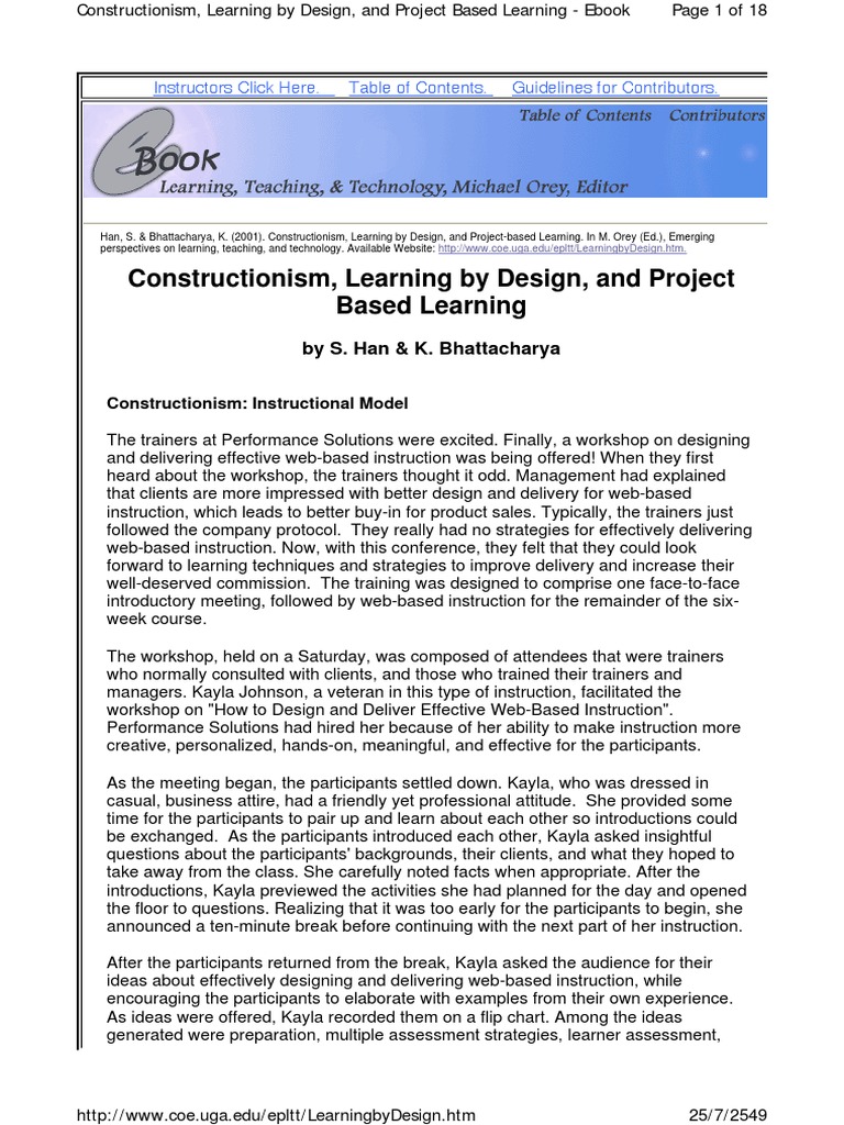 Constructionism Learning by Design and P | PDF | Project Based Learning | Learning