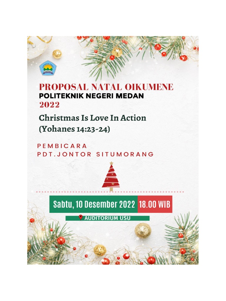 Proposal Perayaan Natal Oikumene Keluarga Besar Polmed Tahun 2022 - 2 | PDF