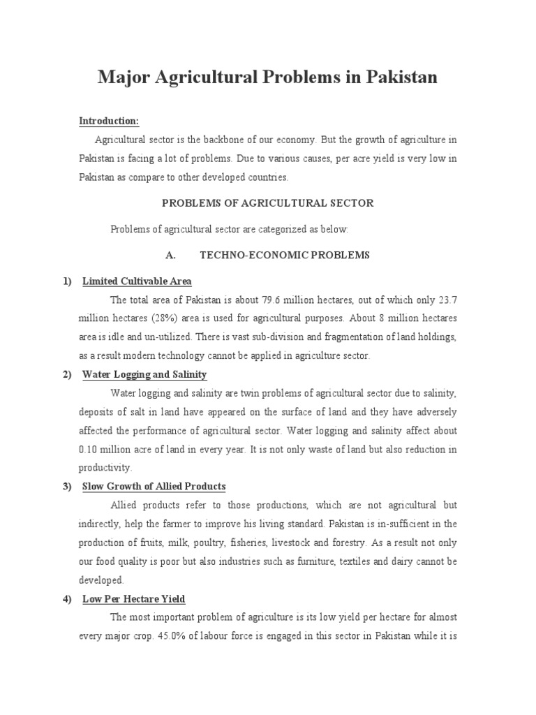 4 Agricultural Problems | PDF | Agriculture | Farms