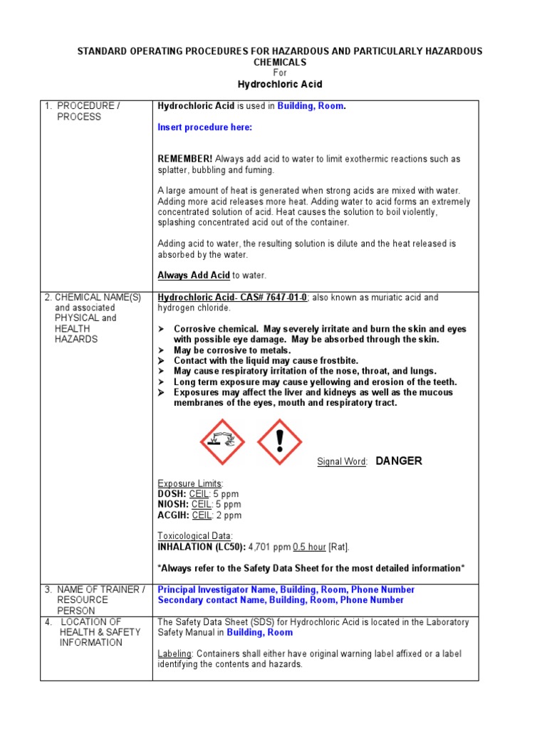 Hydrochloric Acid - 2015 11 30 | PDF | Hydrochloric Acid | Laboratories