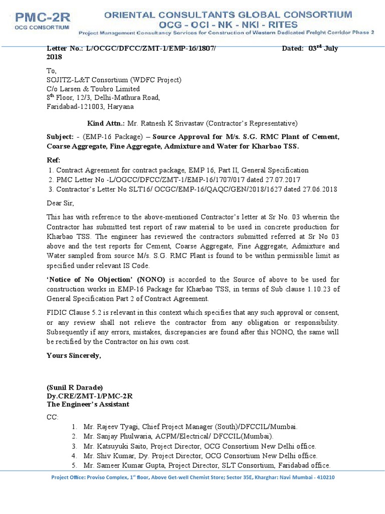 EMP-16 Package Letter For C, A, W, CA & FA Approval For Kharbow TSS | PDF